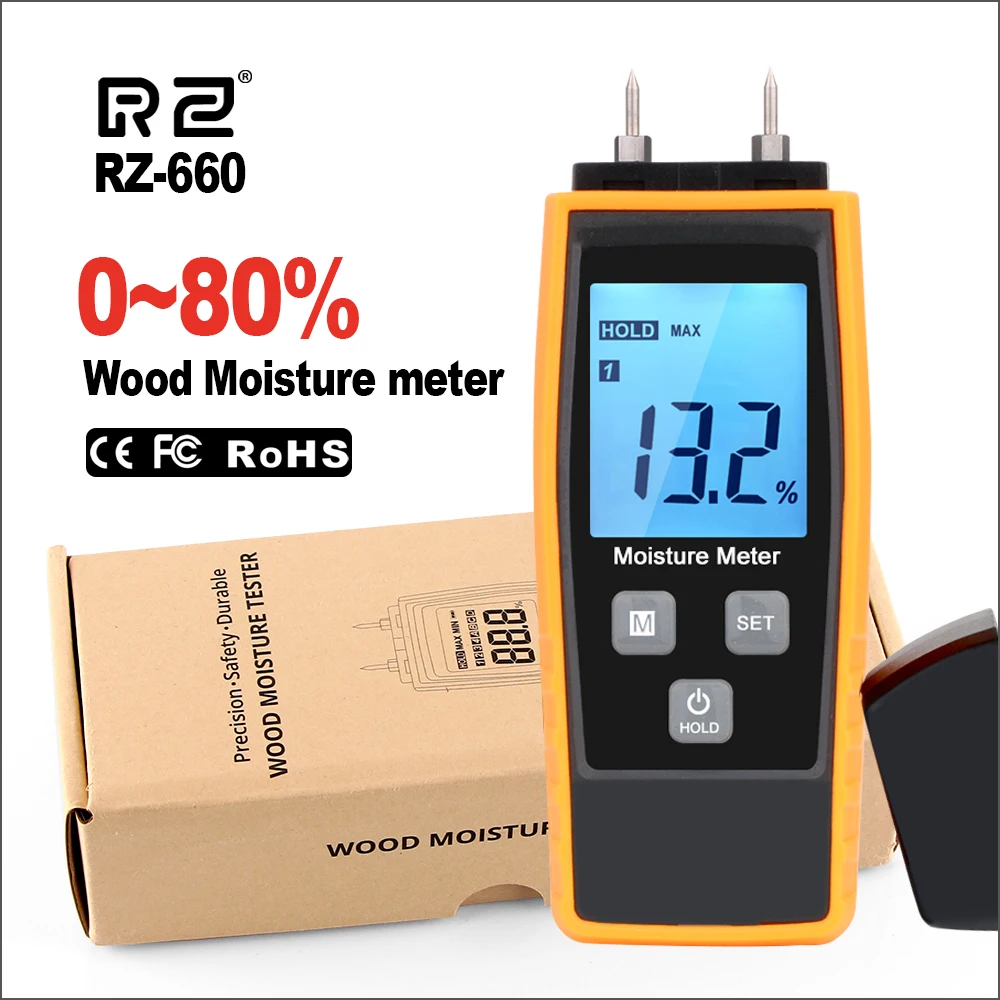 RZ Wood Water Moisture Meter Portable Digital Wood Concrete Moisture ...