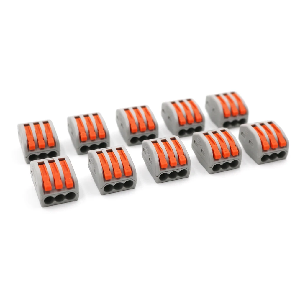 10pcs PT 213 3 pole Compact Wire Cable Wiring Connector Conductor ...