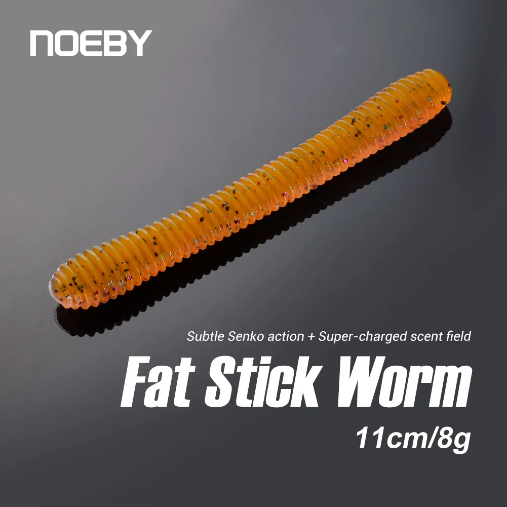 NOEBY Fat Stick Worm 11cm 8g Silicone Soft Bait Jig Head Senko Worm ...