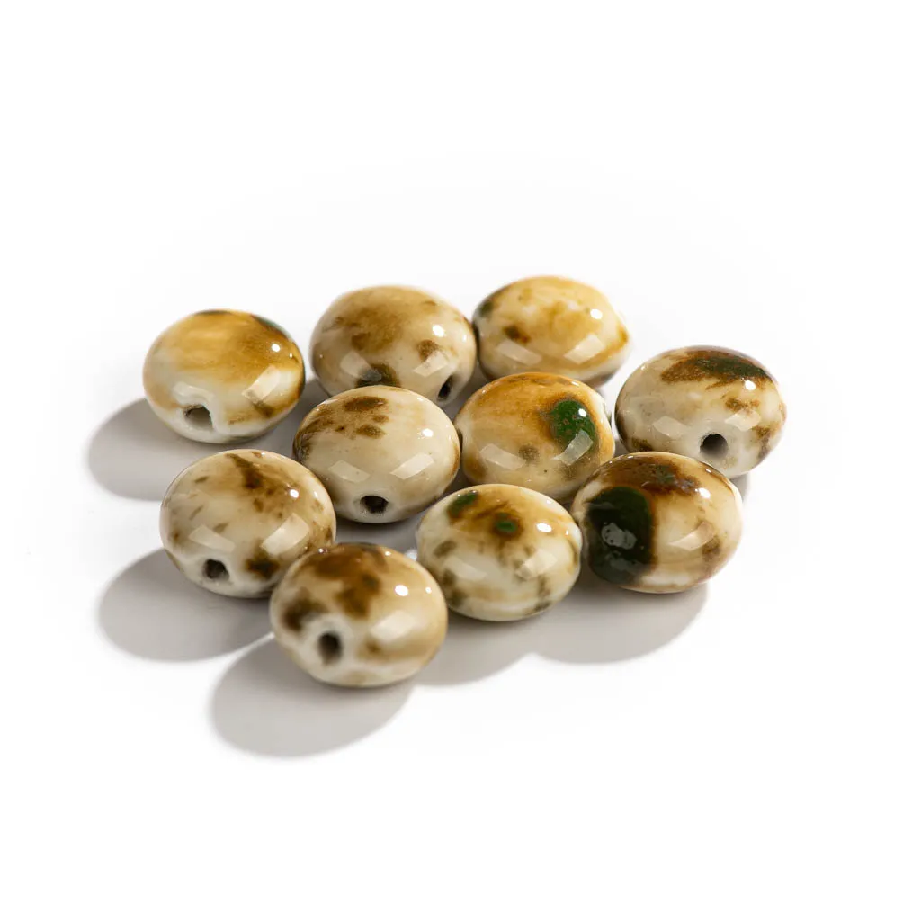 16#10pcs Beans Shape Kiln Ceramic Beads Handmade Jewelry Making ...