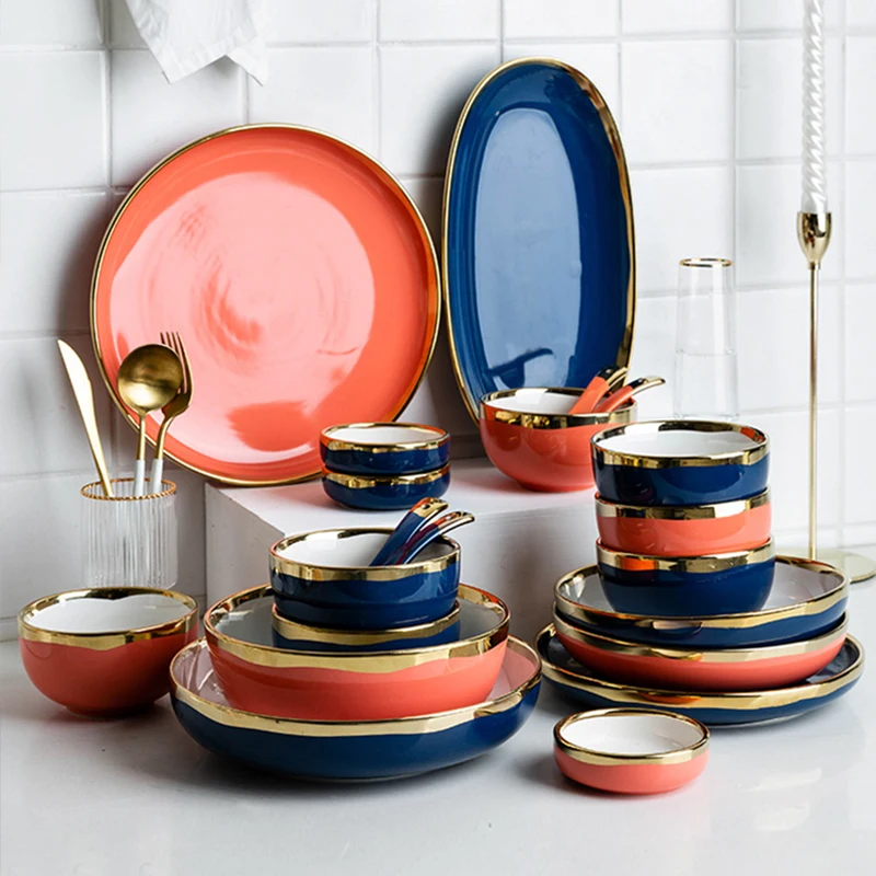 Ceramic Plate Set Home Dinner Bowl Western Steak Salad Tableware ...