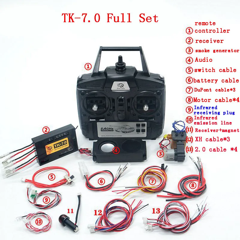Heng Long RC Tank TK 7.0 2.4G Remote Controller Motherboard Receiver Cable Smoke Generator Set ...