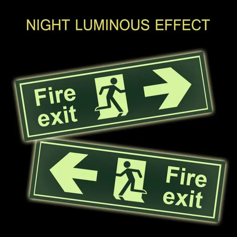 Fire Safety Exit Sign Luminous Warning Tape Self Adhisive Guidance ...