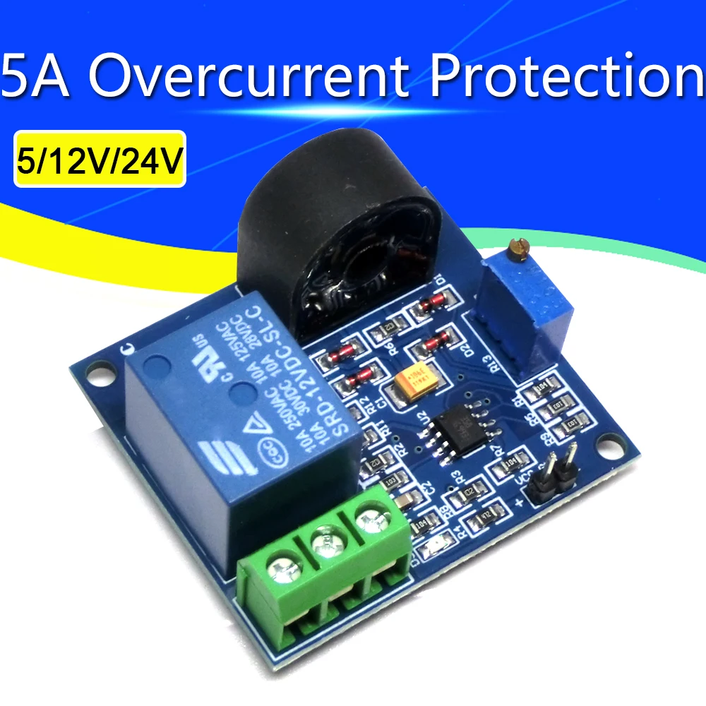 5A Overcurrent Protection Relay Module AC Current Detection Board 5V ...