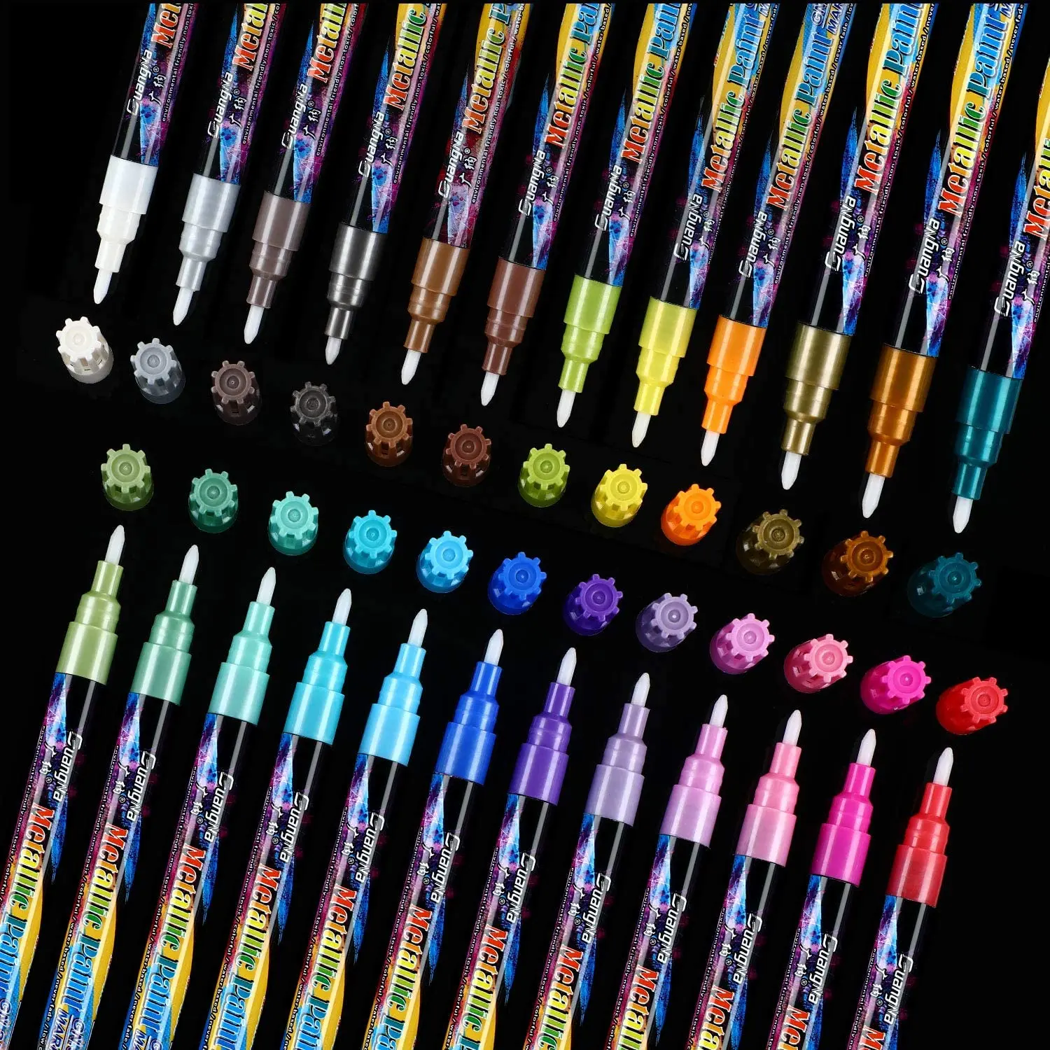 24-Color-set-Shining-Metallic-Markers-Paints-Pens-Art-Permanent-Writing ...