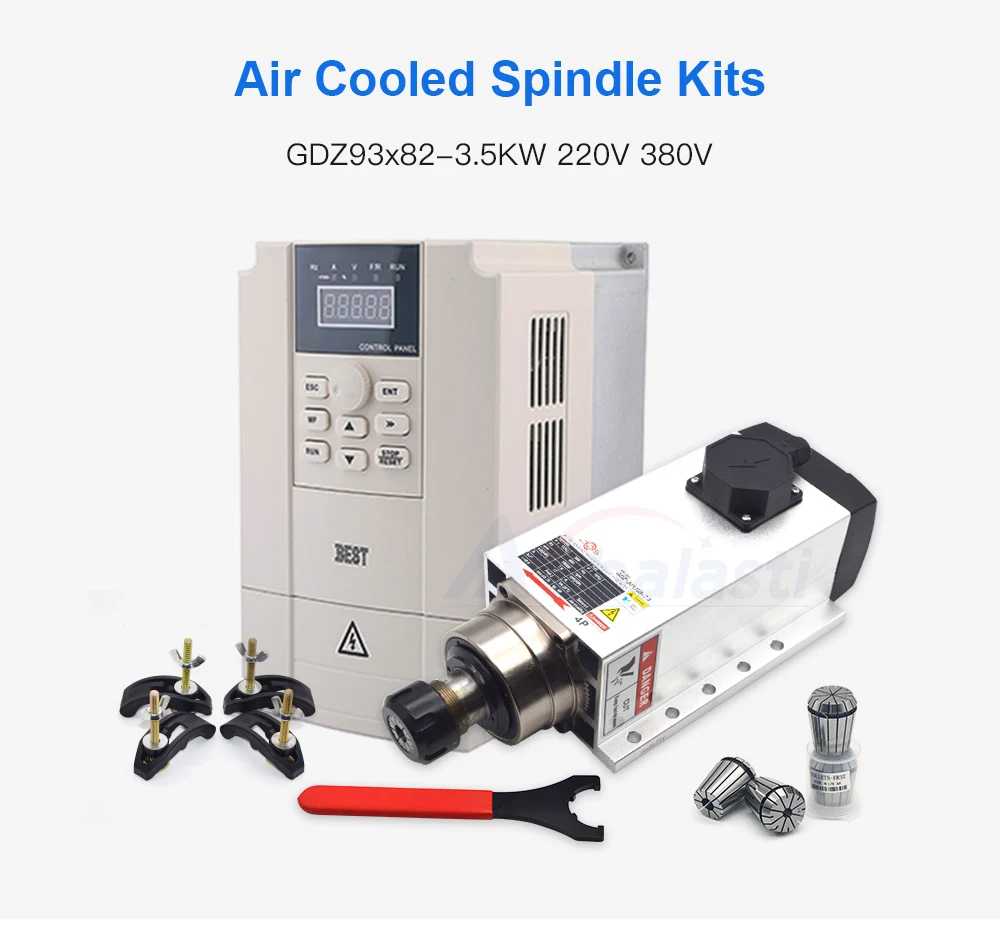Spindle 3.5kw ER25 CNC Air Cooled Spindle Motor 220V 380V 4kw Inverte ...
