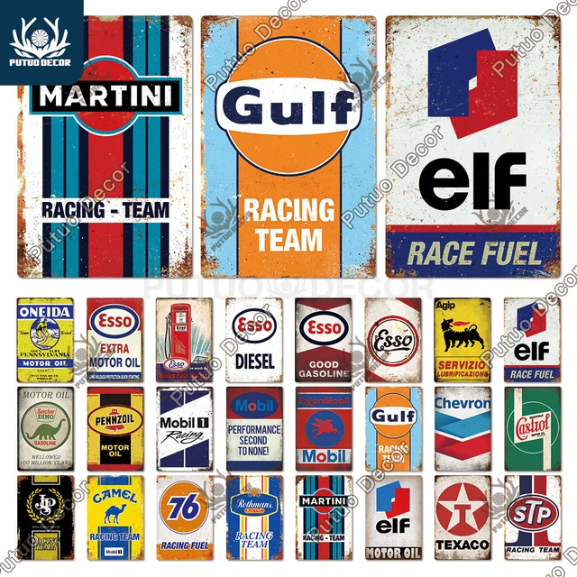 Vintage Metal Gas Station Signs