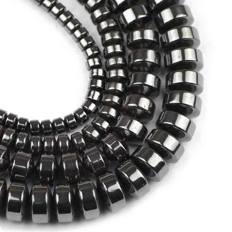 Yhbzret Cylinde Black Hematite Natural Stone 4/6/8/10mm Round Spacer ...