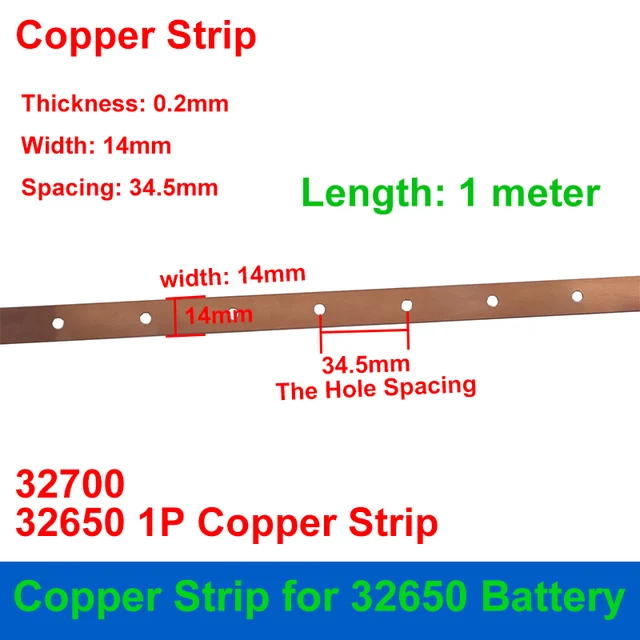 Copper Strip Thickness 0.2mm 18650 21700 32650 32700 Cells DIY Battery ...