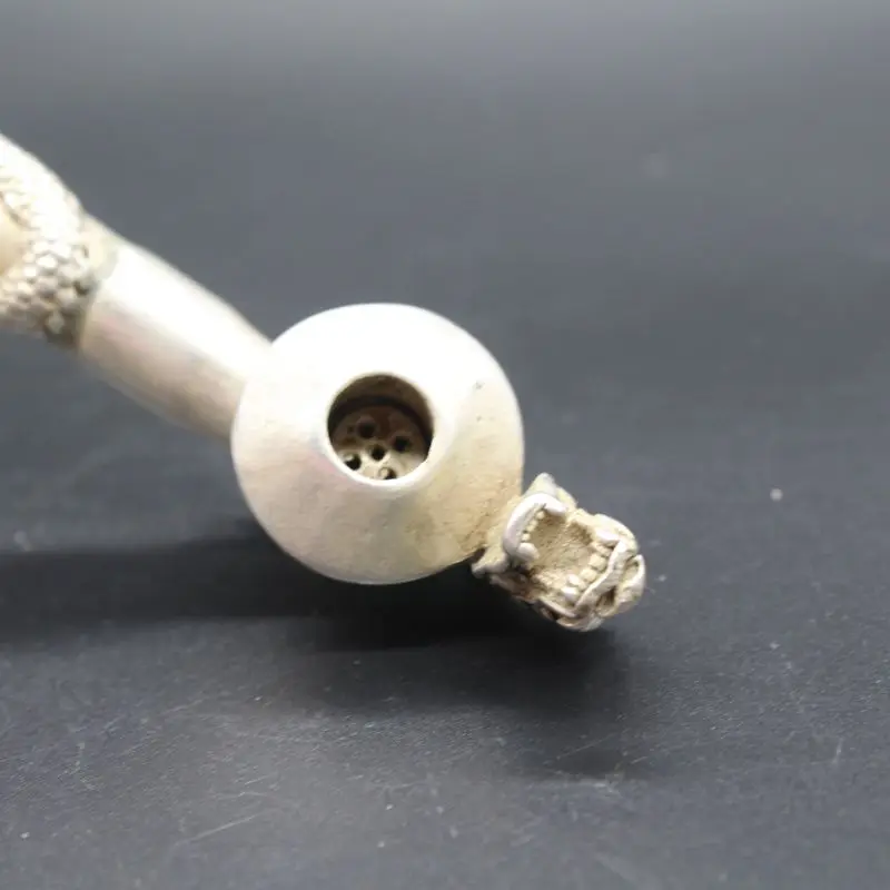 Chinese Tibetan Silver Copper Dragon Old-Fashioned Smoking Pipe ...