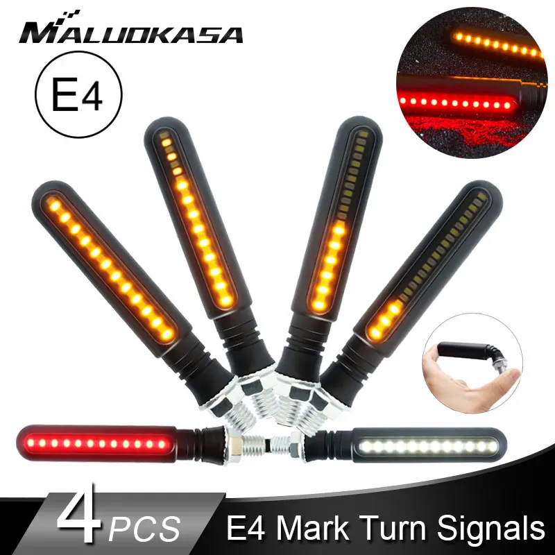 4pcs Flasher Motorcycle Led Turn Signals 4e Mark Stop Signal Flowing ...