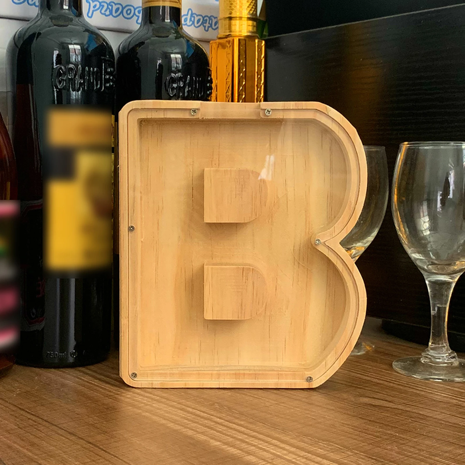 Creative English Alphabet Saving Box A To N English Letter Wooden Money ...