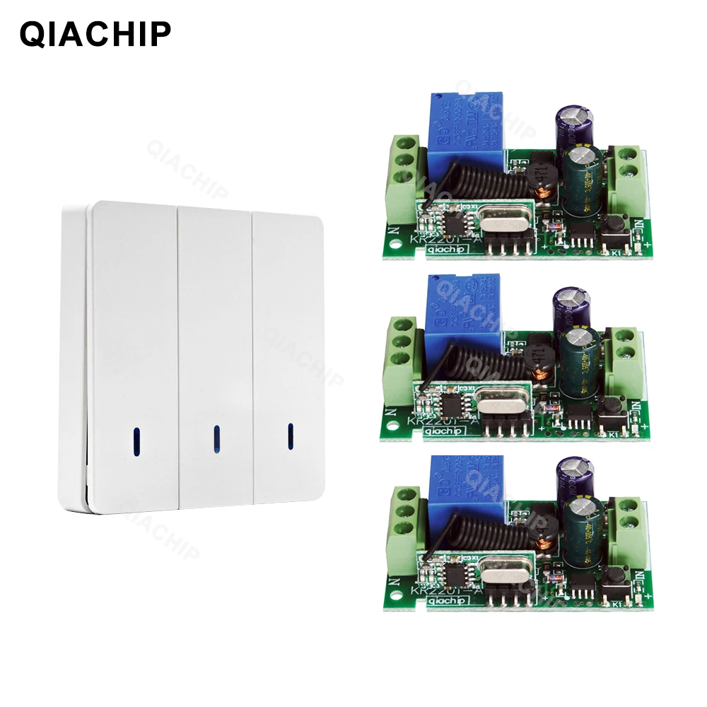 QIACHIP 433Mhz Universal 1 CH RF Remote Control Switch AC 110V 220V ...