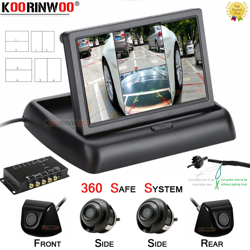 Koorinwoo Multifunction Car Parking Monitor 360 Round Split Switch ...