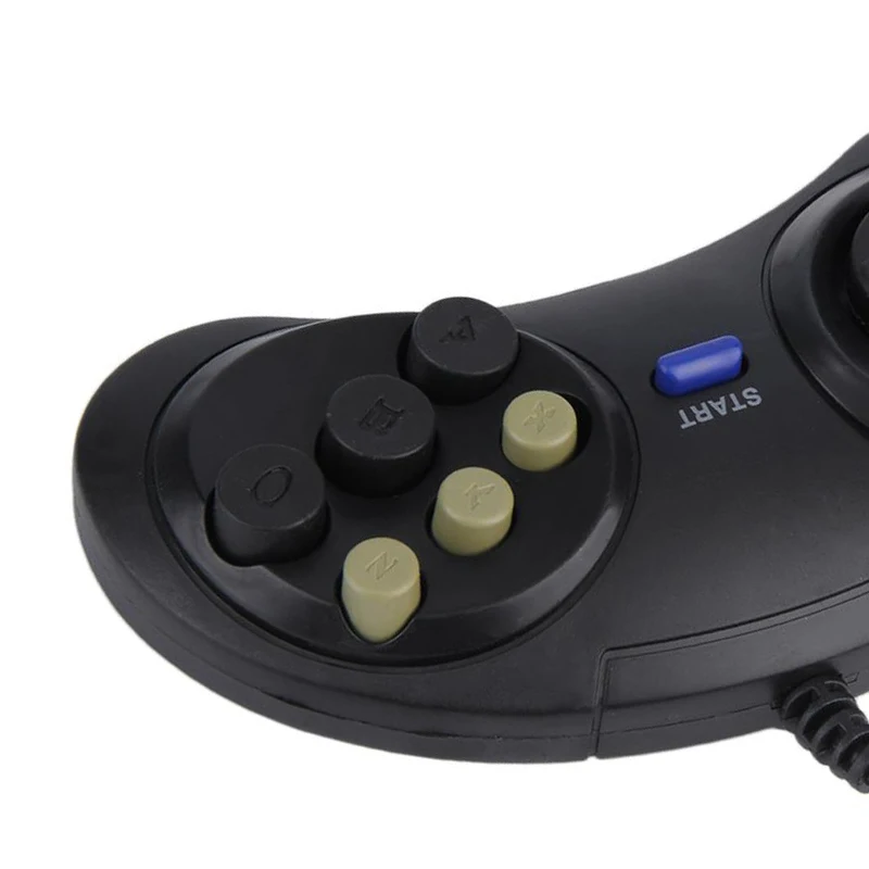 Classic Wired 6 Buttons Joypad Handle Game Controller For SEGA MD2 Mega ...