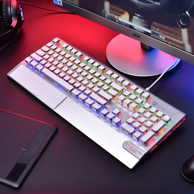 Wolf Totem Ergonomic Backlit USB Wired Mechanical Gaming Keyboard ...