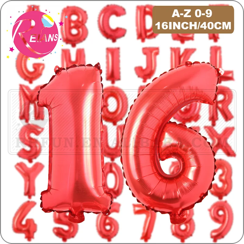 16 Inch Red Happy Birthday Balloons Foil Letter Number Ballons Birthday ...