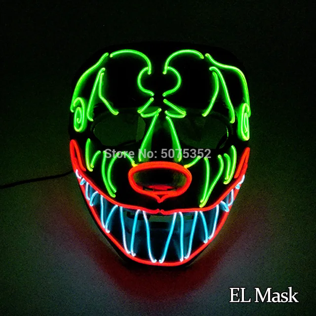 Horror Maska Luminous Glowing Neon EL Mask Cosplay LED Mask ...
