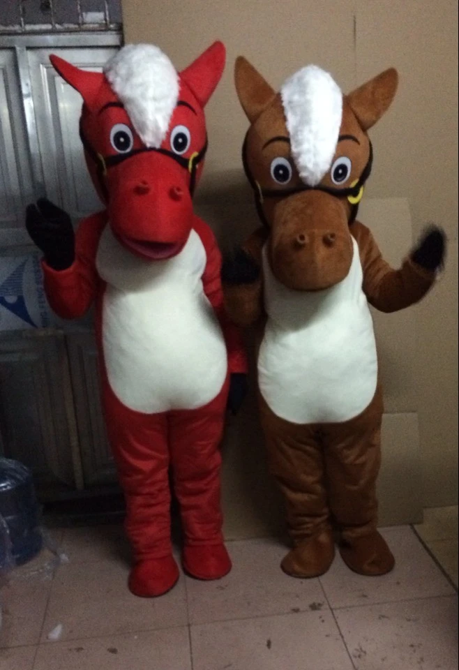 Horse Mascot Costume Walking Red Horse Funny Mascots Adult Fancy Dress ...