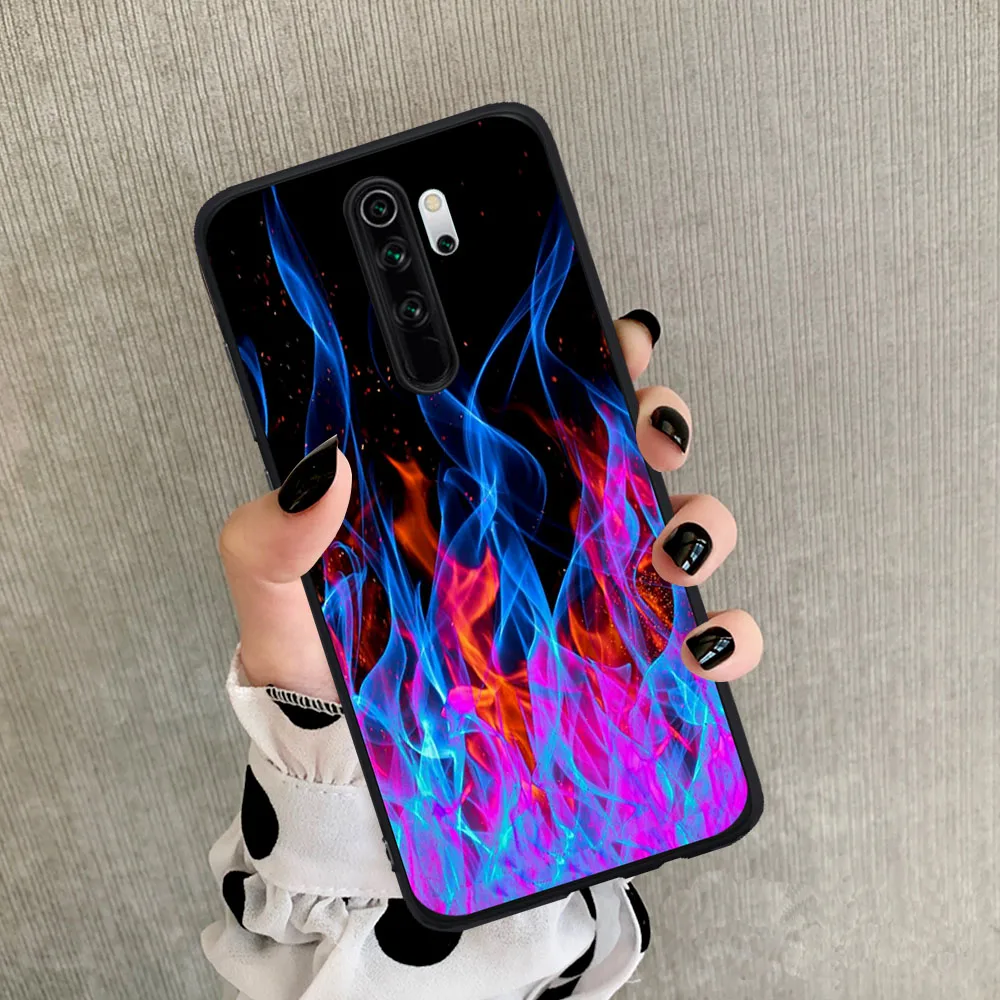 Funda trasera de TPU suave con patrón de llama de fuego para Xiaomi Redmi Note 5, 6 pro, 7, 8, 8 ...