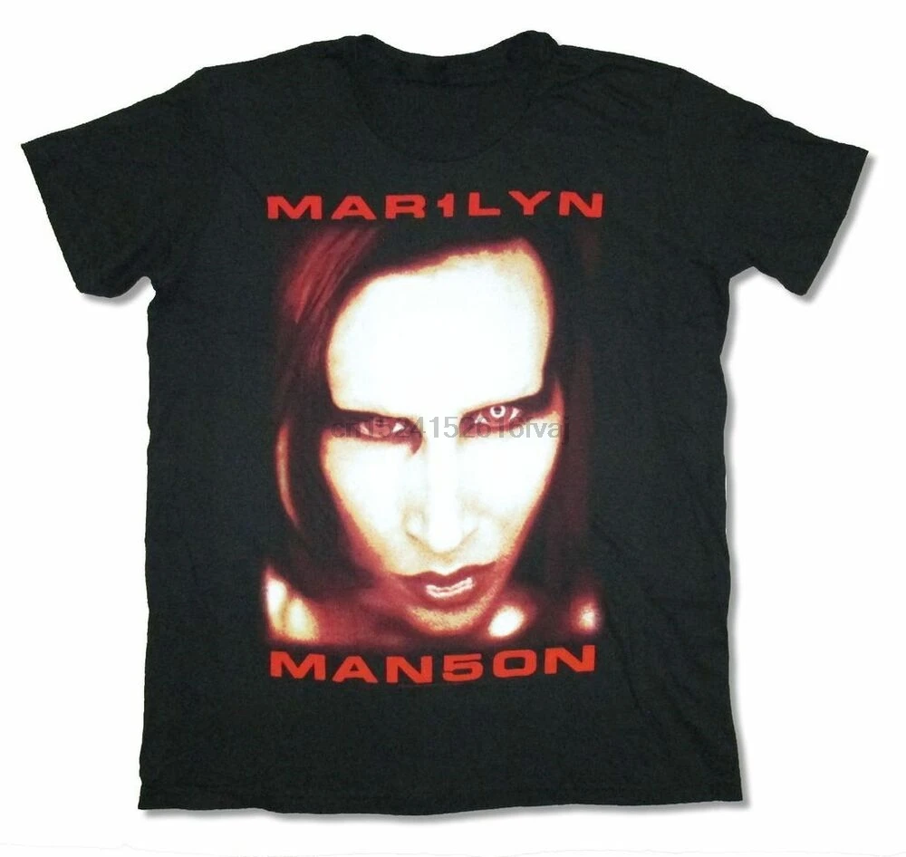 Camiseta negra con imagen de cara grande de Marilyn Manson, nuevo ...