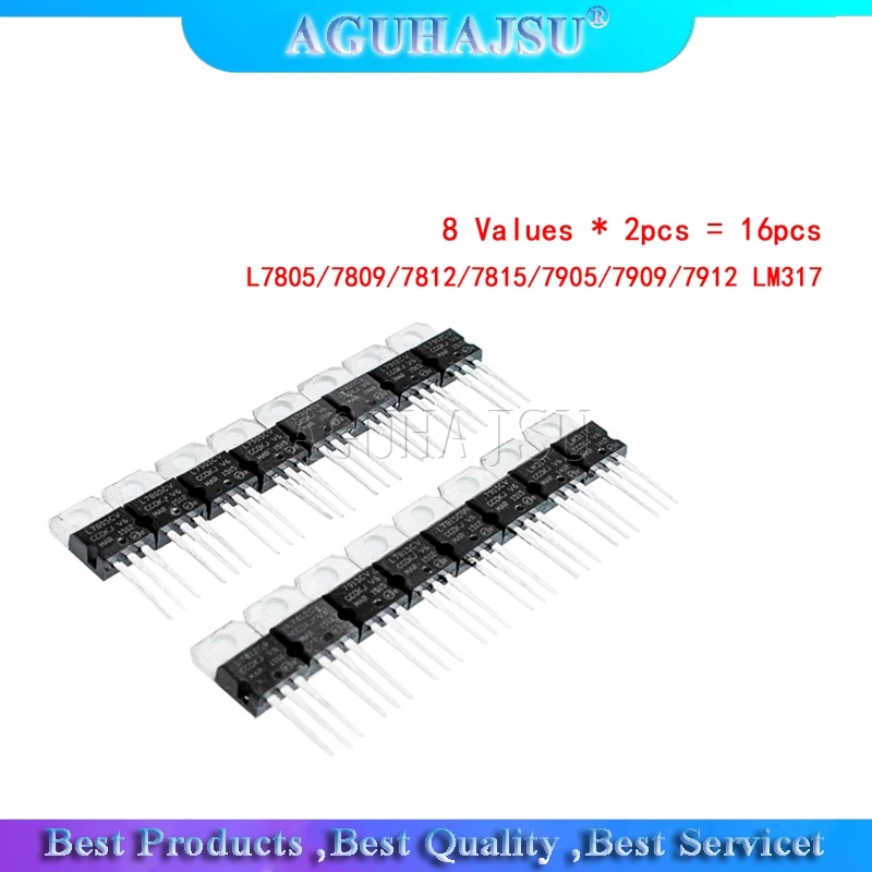 16pcs-set-L7805-TO-220-Mosfet-Transistor-Assortment-Kit-L7805-7809-7812 ...