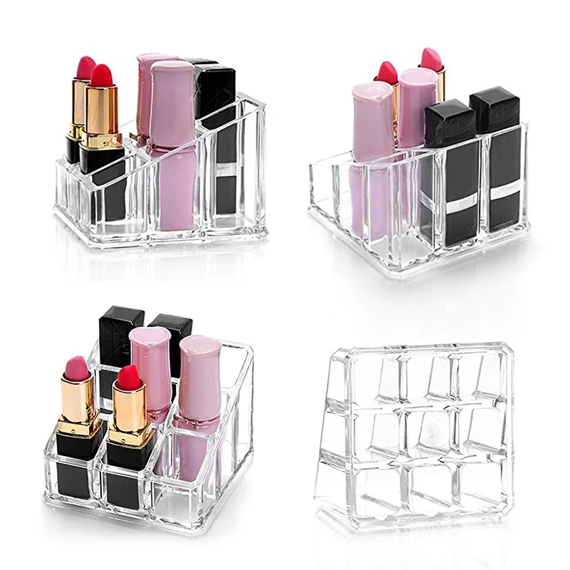 Clear-Acrylic-Lipstick-Storage-Box-12-Grids-Lipstick-Holder-Cosmetic ...