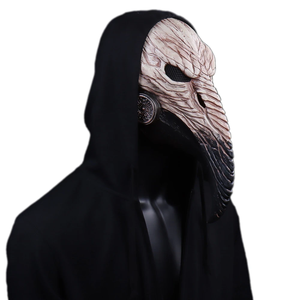 Plague Doctor Mask Black Bird Beak Scary Mask Halloween Cosplay Costume ...