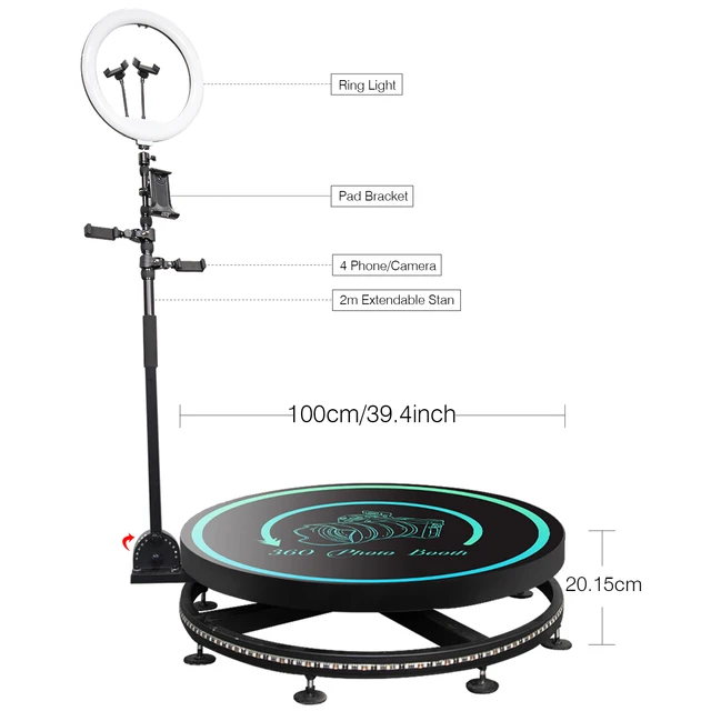 80 100 115Cm Party Slow Rotating Spinning Camera 360 Degree Photobooth Automatic Video 360 Photo ...