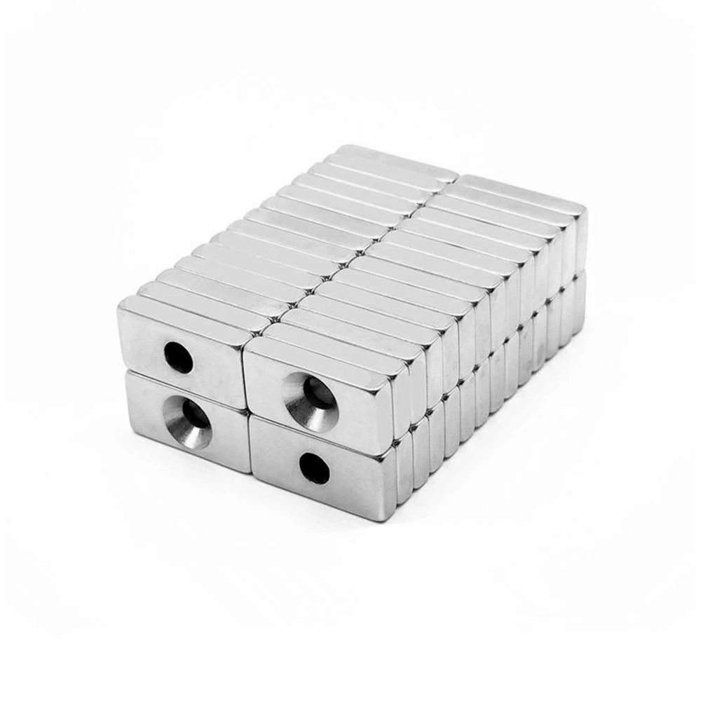 10~50pcs 20x10x4 4 Strong Quadrate Neodymium Magnet Hole 4mm NdFeB ...