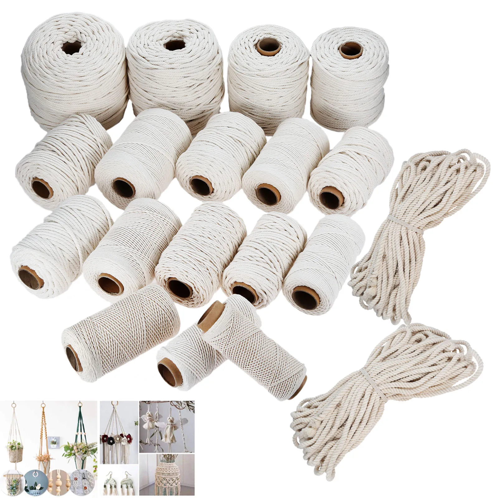 Pelotes de laine,Rouleau de corde en macramé Beige naturel torsadé, 1 ...