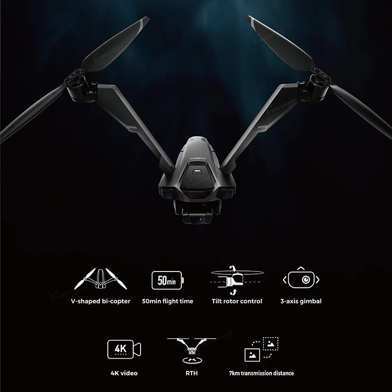 Zero Zero V-coptr Falcon Drone V-shaped Bi-copter 50 Min Flight Time 3 ...