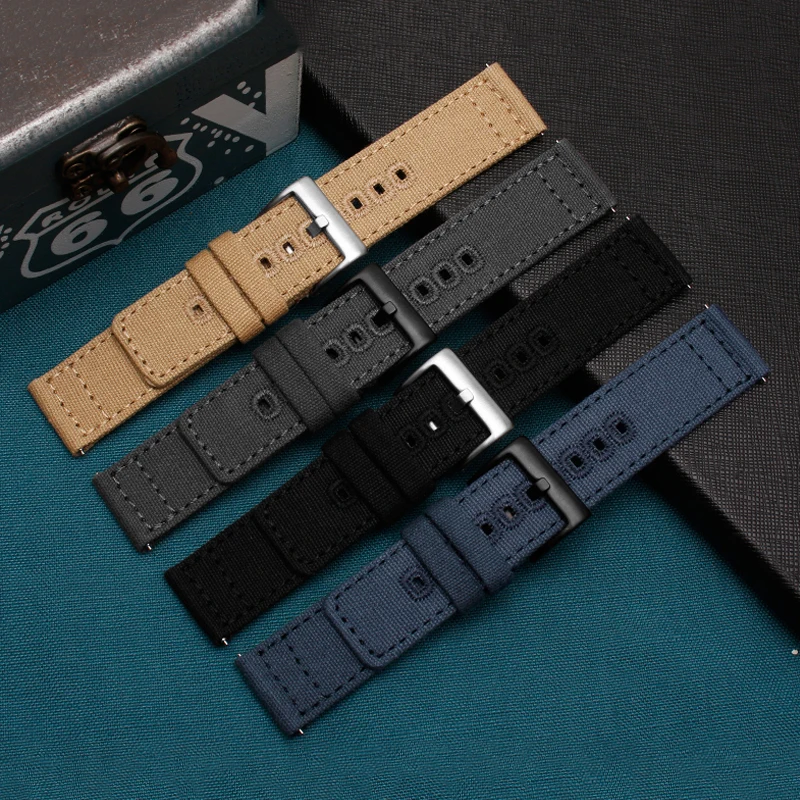 Quick-Release-Canvas-Watch-Strap-18mm-20mm-22mm-Nylon-Watchbands ...