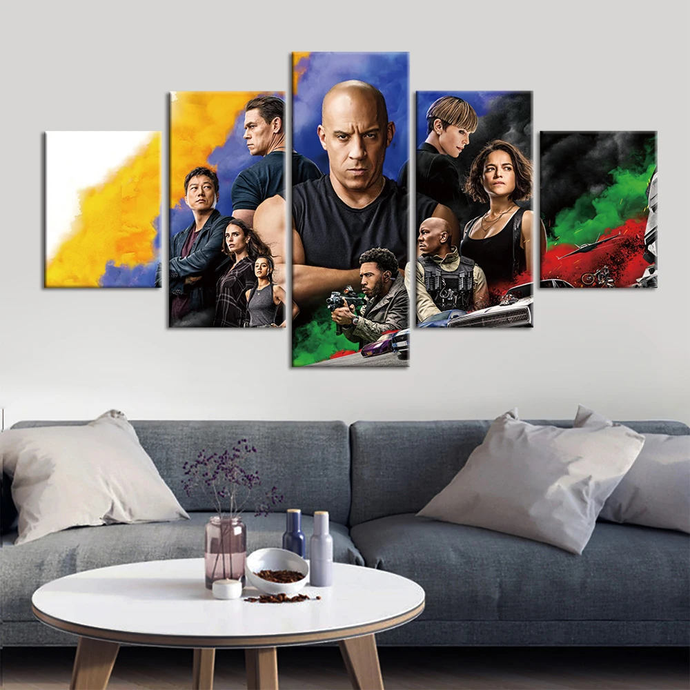 Wall Art 5 Panels Fast And Furious Canvas Painting Wall Art Picture For ...