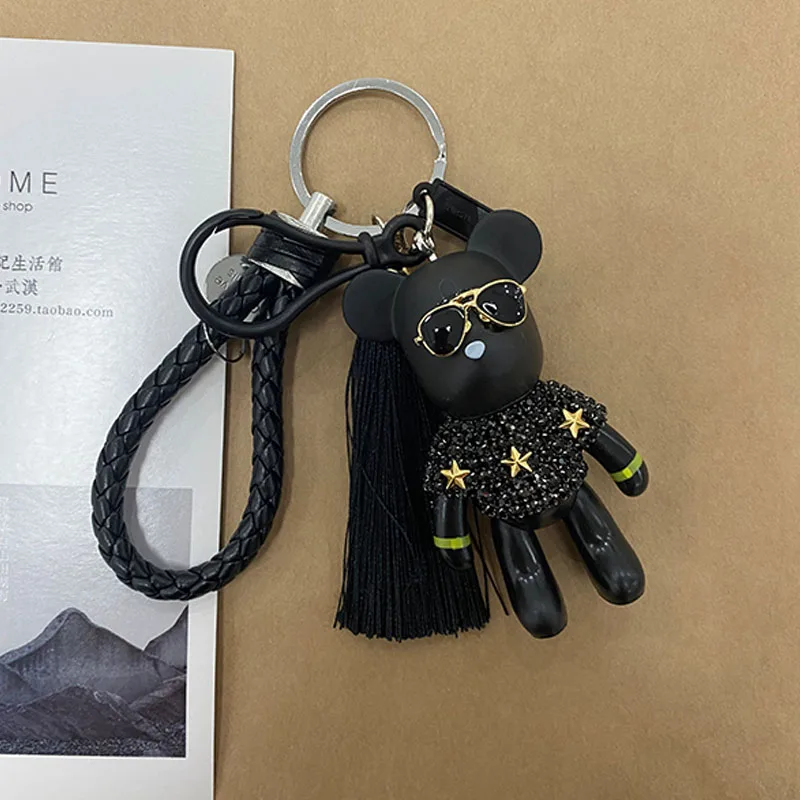 Leather-Weave-Rope-Bomgom-Popobe-Gloomy-Rhinestone-Keychain-Tassel ...