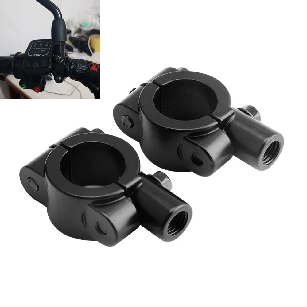 8mm-10mm-Black-Handlebar-Mirror-Adapter-Mount-Holders-Bracket-Clamp ...