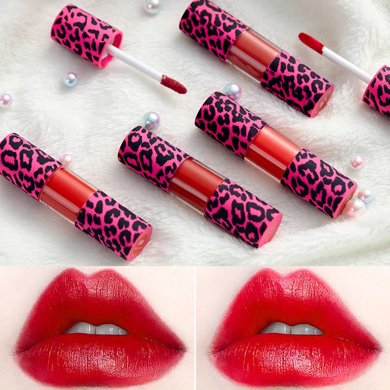 Lip Gloss Waterproof Non stick Cup Long Lasting Colorfast Leopard Shell ...