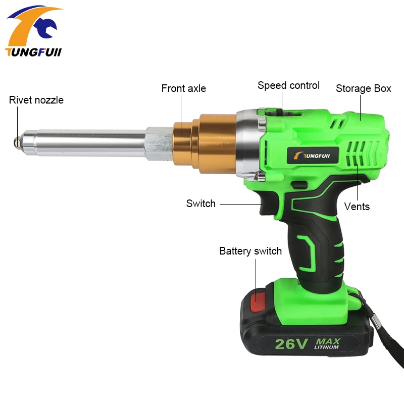 Riveter Gun 26v 3000mAh Portable Cordless Rechargeable Riveting Tool ...