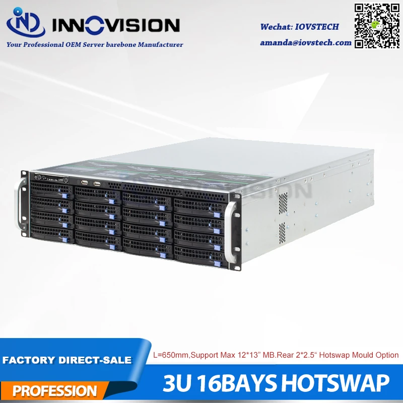 3u 650mm 16hdd Hot Plug Server Computer Case 3u Hotswap Rack Storage ...