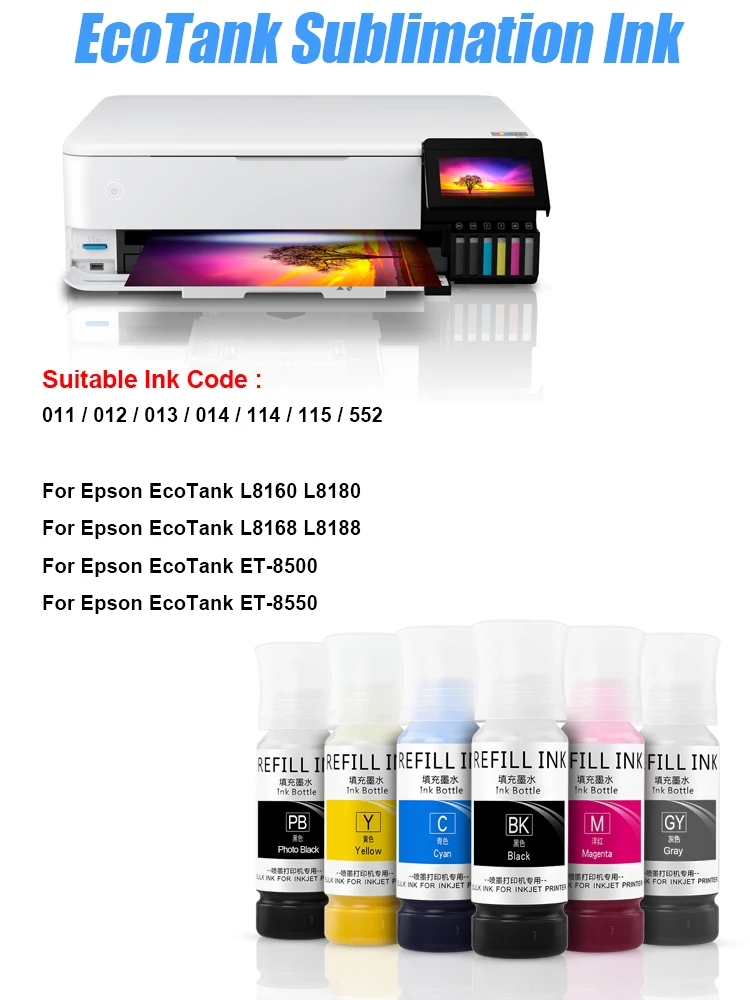 85ml Ecotank Sublimation Ink For Epson 011 012 013 014 114 115 552 ...