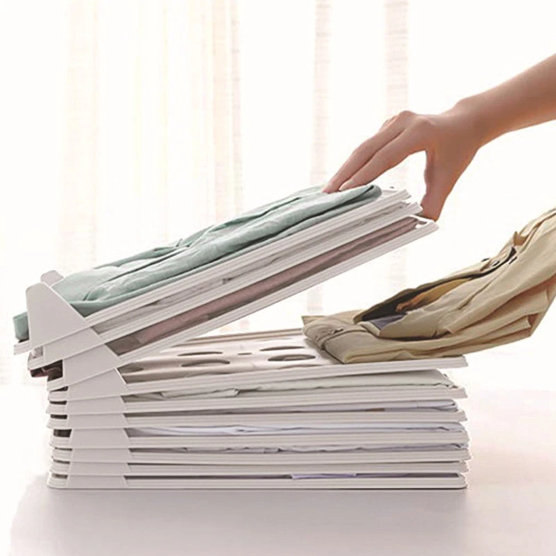5pcs/1set Closet Clothes Storage And Folder Tray Shirt Sort Finishing ...