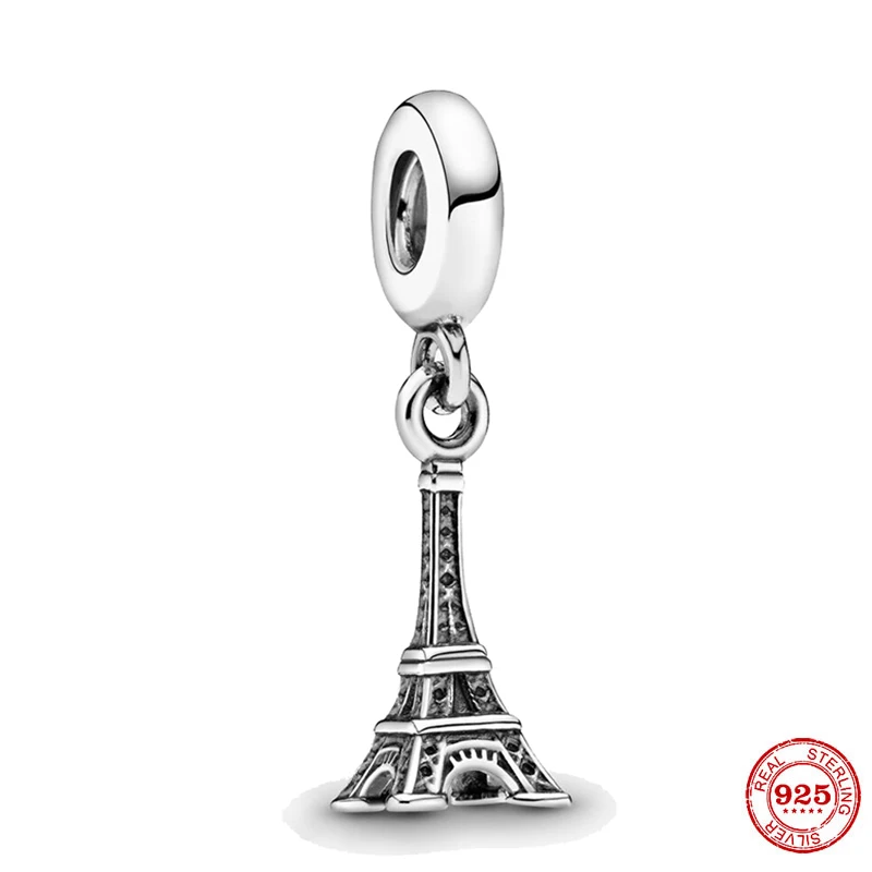 925-Sterling-Silver-Beads-Paris-Eiffel-Tower-Dangle-Charms-Fits-Pandora ...