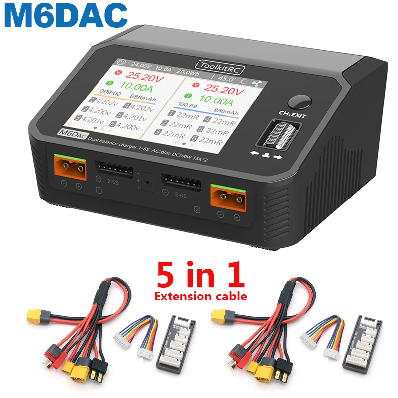 2022 ToolkitRC M6dac Dual Channel Smart Lipo Battery Charger Discharger AC 200W DC 350WX2 15A ...