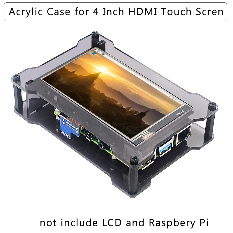 Acrylic Case for Raspberry Pi 4 Inch LCD HDMI compatible Touch Screen ...