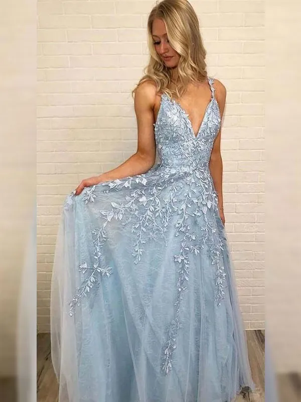 Blue Lace Prom Dresses 2022