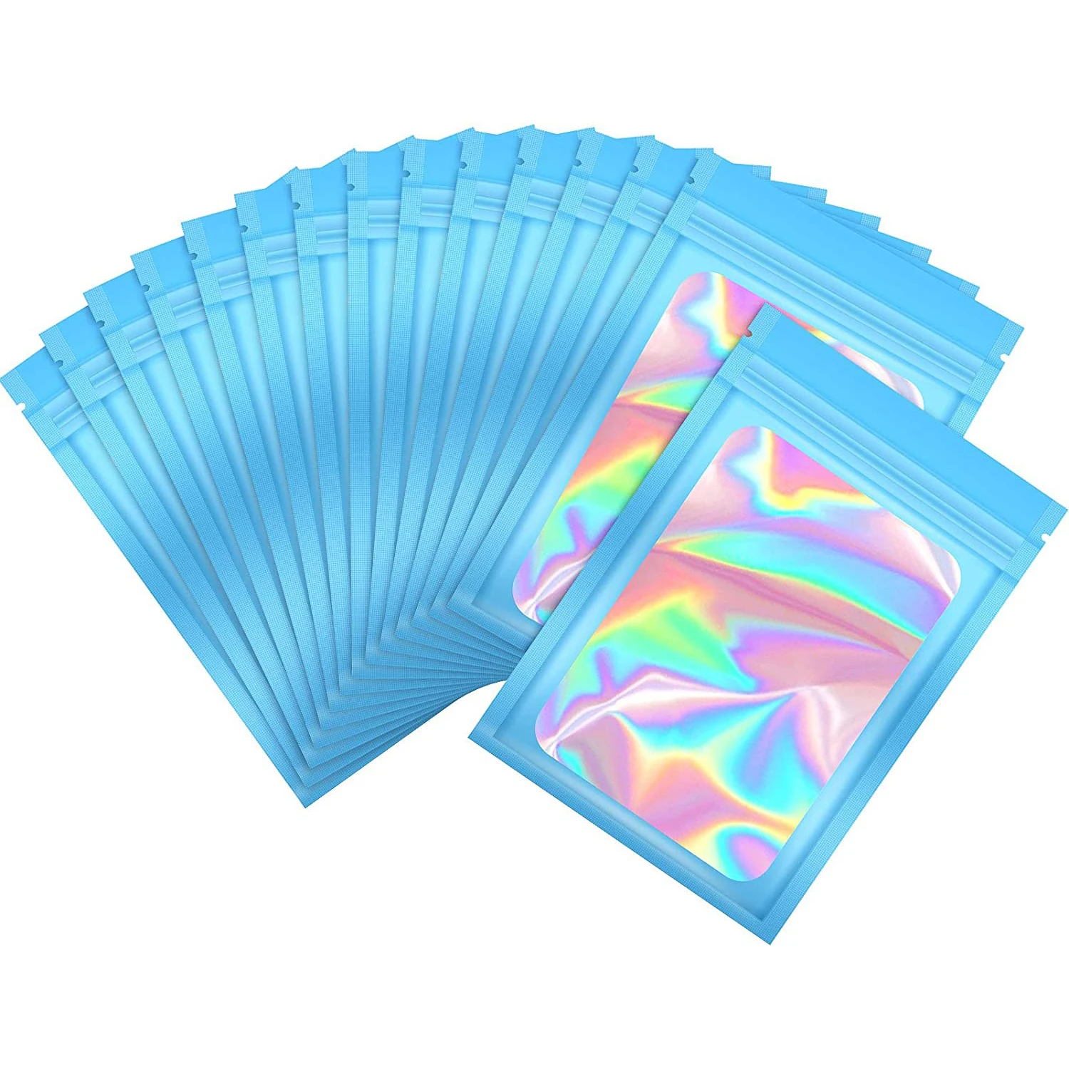 100Pcs Smell Proof Mylar Bags Resealable Odor Proof Bags Holographic ...