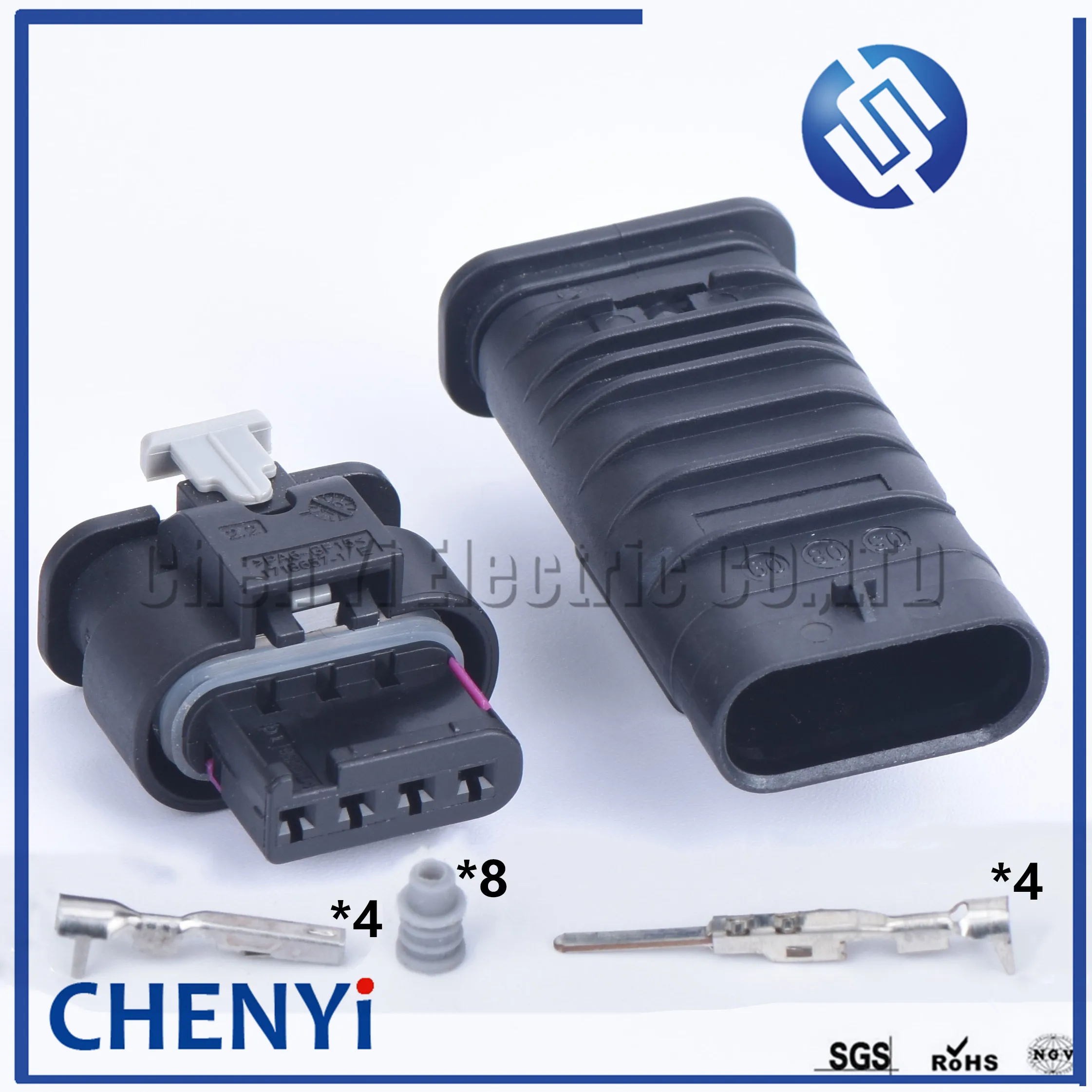 2 set 4 Pin waterproof auto cable connector plug 1718657-1 Weichai ...