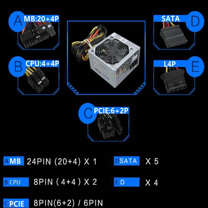 PSU For Huntkey Brand 500W Power Supply of Industrial Control Server Workstation 500W Power ...