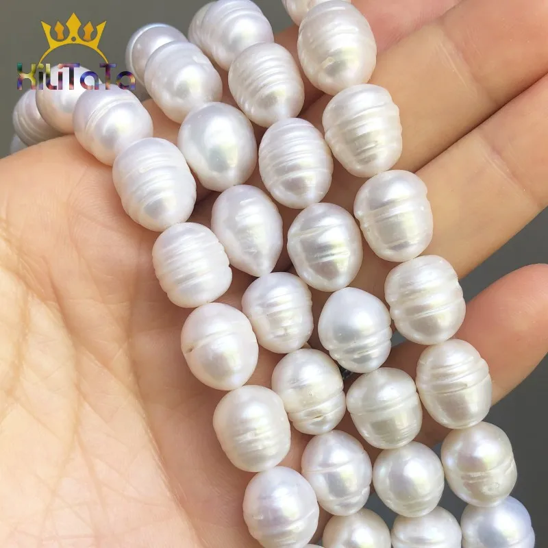 11-12mm-Natural-White-Freshwater-Pearl-Beads-Oval-Shape-Pearls-Spacer ...