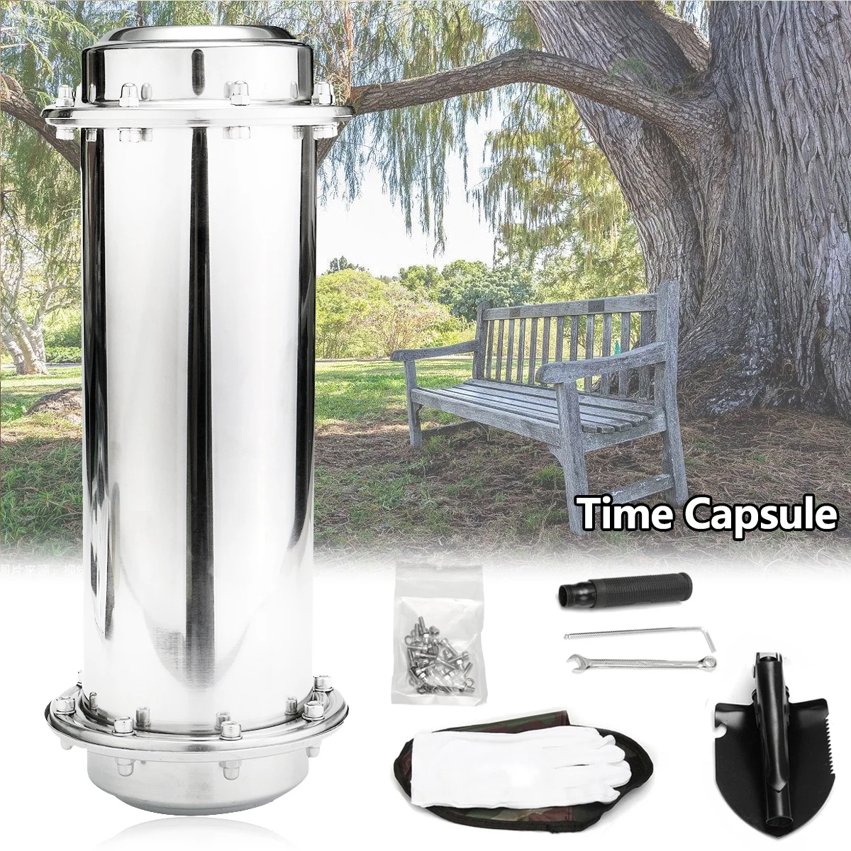 13.5" Stainless Steel Time Capsule Waterproof Container/Storage Future Gift